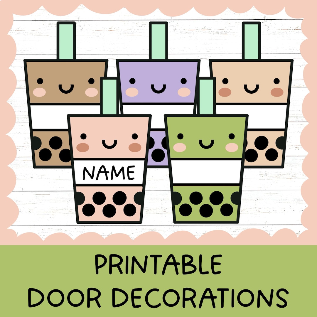 Boba and Matcha Tea PRINTABLE PDF Student Name Plate for RA College ...