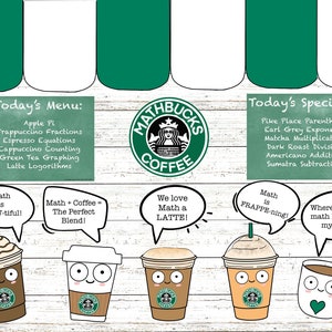 Math Coffee Shop Bulletin Board Kit, Back to School Classroom/door ...