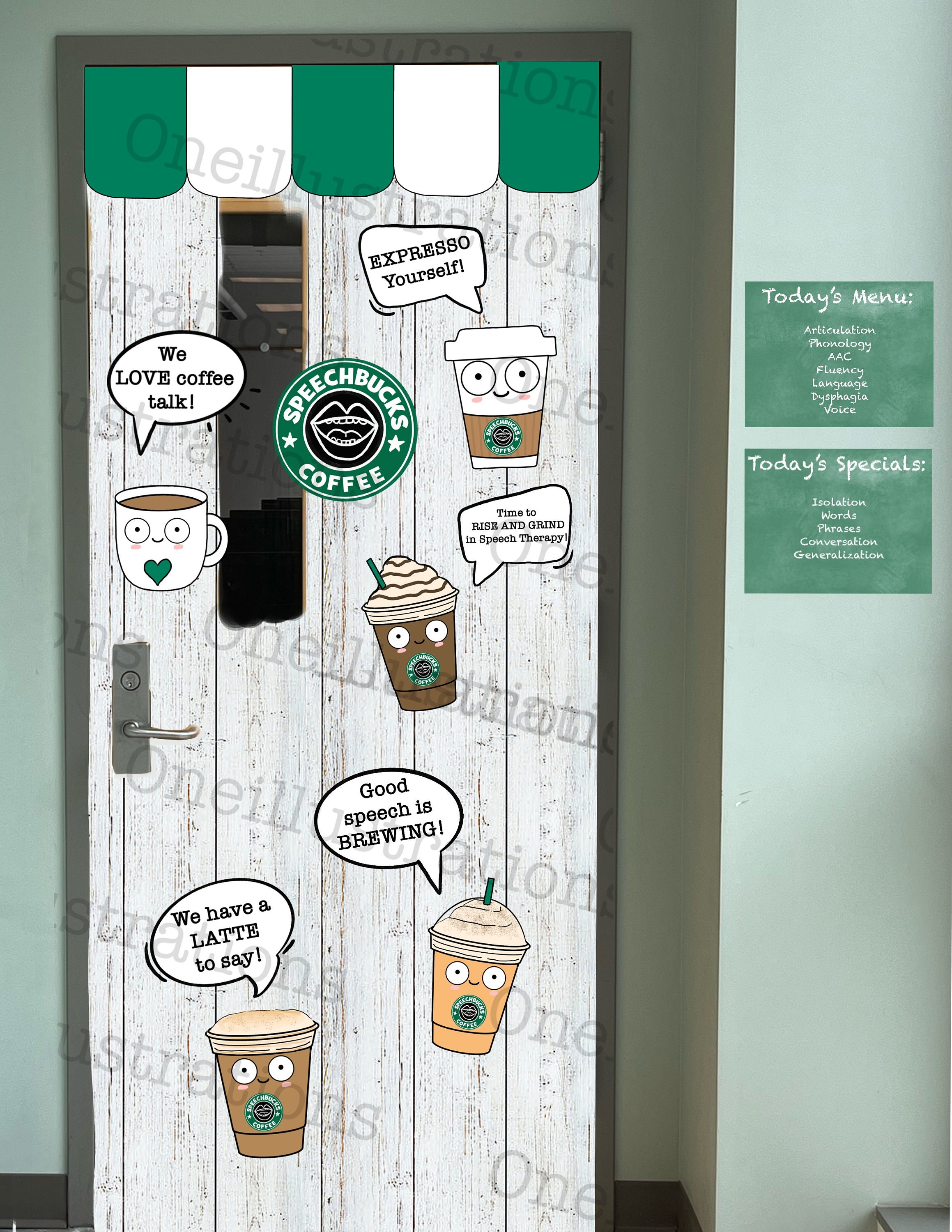 Speech Therapy Coffee Shop Room Decor Back to School Bulletin Board Kit ...