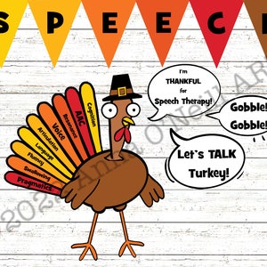 Speech Therapy Thanksgiving Bulletin Board Kit, Classroom Decor, Door ...