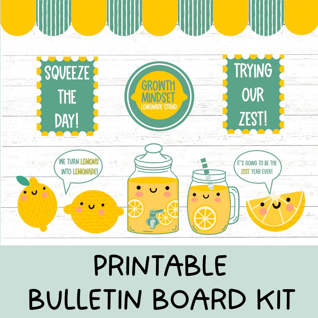 Growth Mindset Lemonade Stand Bulletin Board and Door Decor Kit, Turn ...