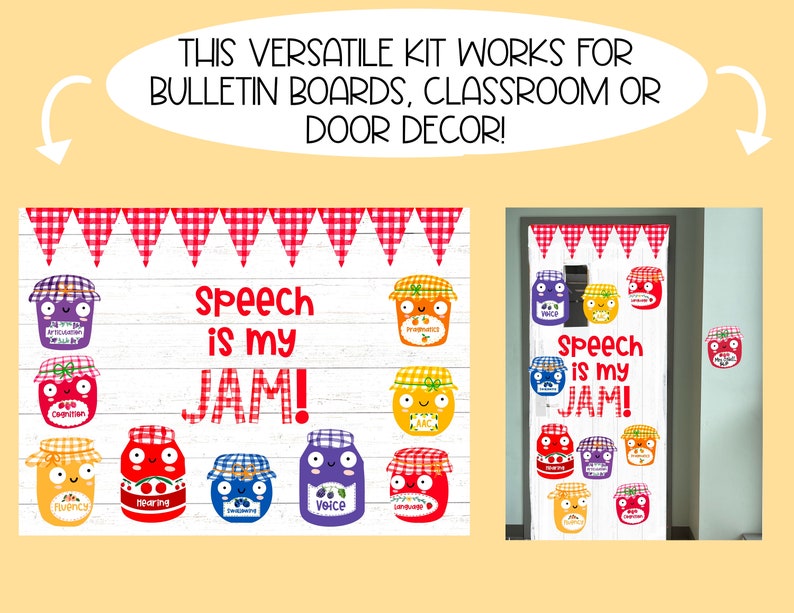 Speech is My JAM Speech Therapy Bulletin Board/door Decor Kit for ...