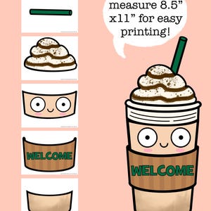 Printable Coffee Welcome Sign Door Decor Kit for Coffee Shop Themed ...