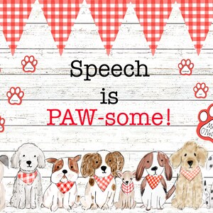 Speech is Paw-some Speech Therapy Dog Bulletin Board and Door Decor Kit ...