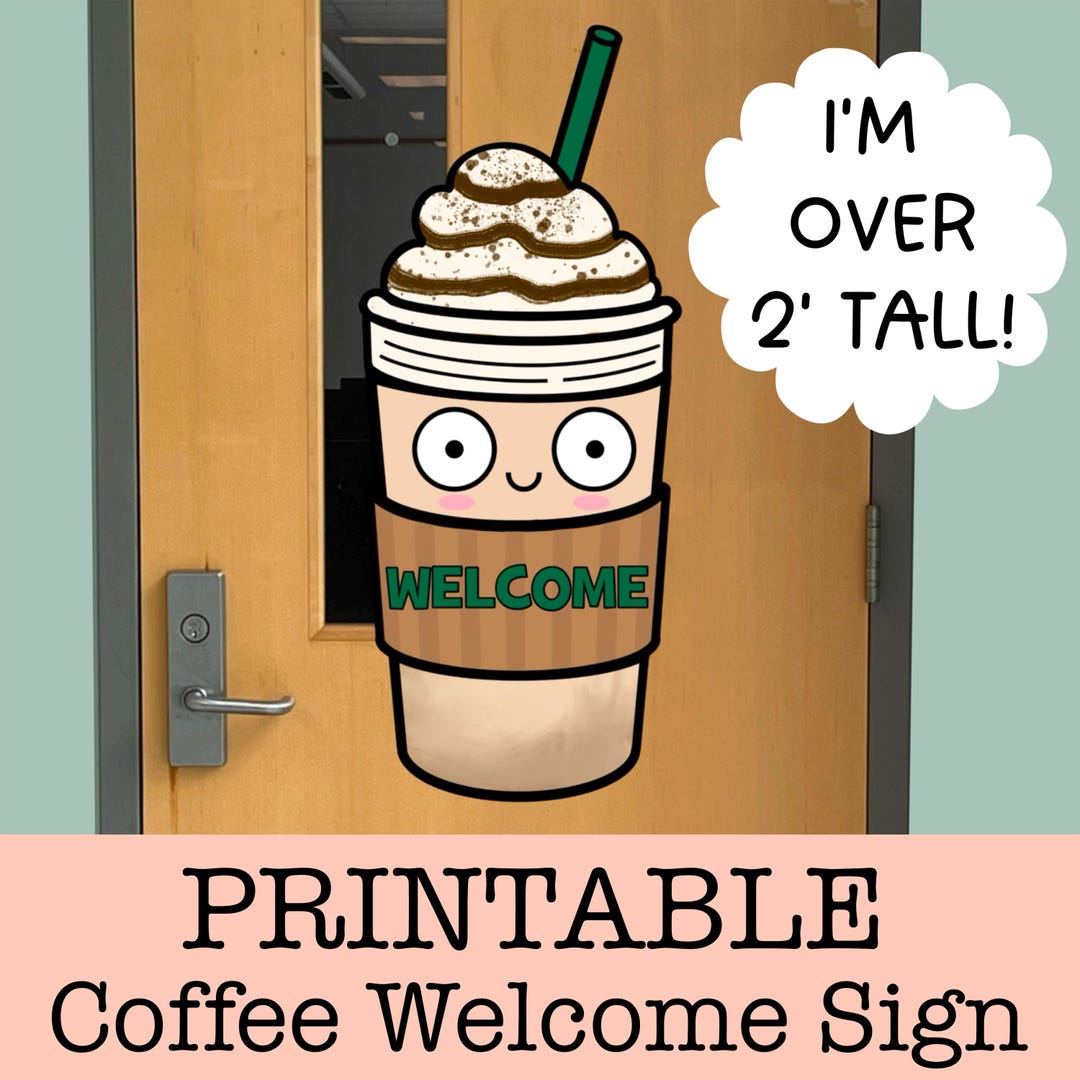 Printable Coffee Welcome Sign Door Decor Kit for Coffee Shop Themed ...