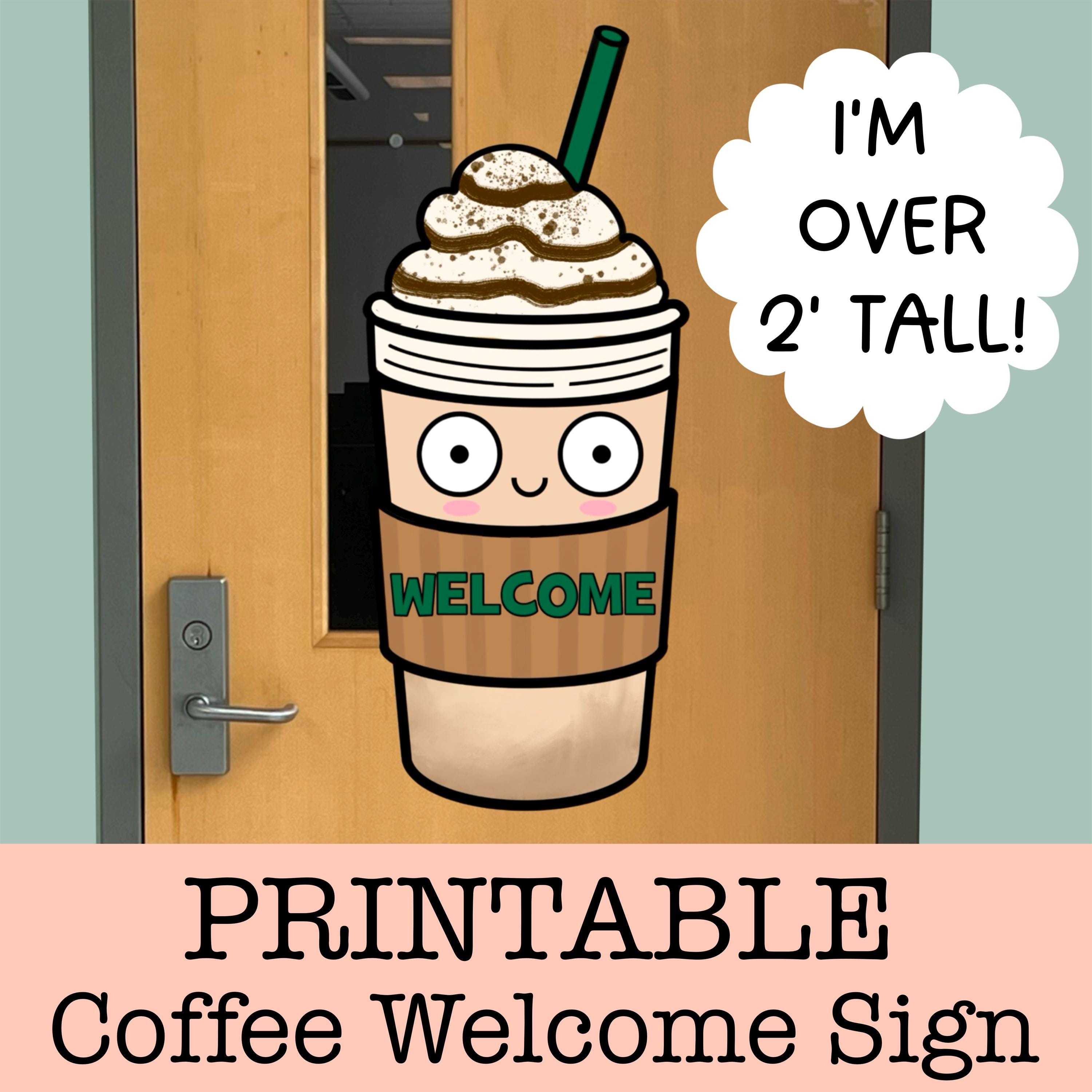 Printable Coffee Welcome Sign Door Decor Kit for Coffee Shop Themed ...
