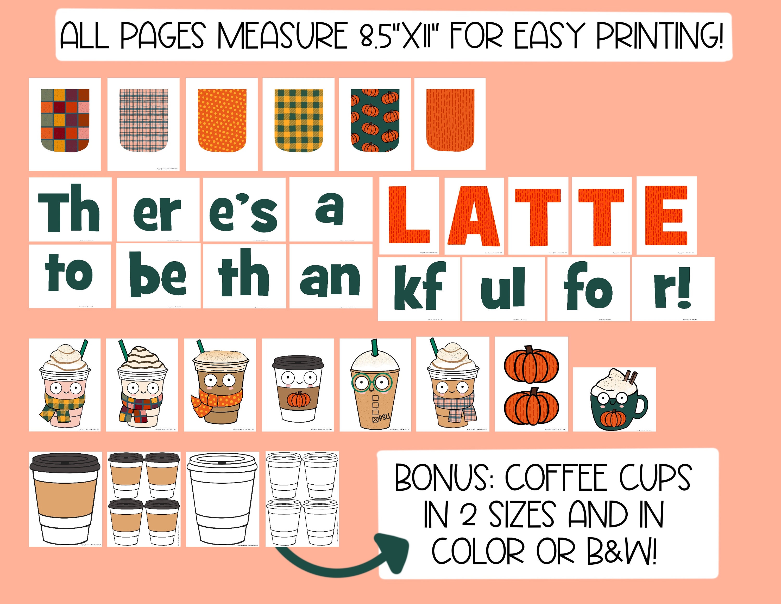 There’s a LATTE to Be Thankful for Bulletin Board/door Decor Kit for ...