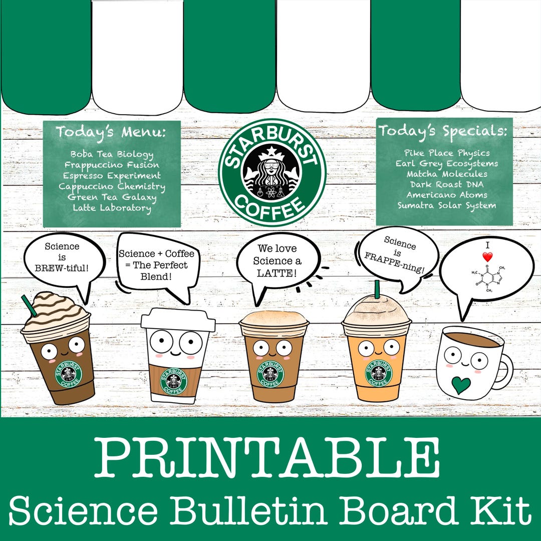 Starburst Coffee Bulletin Board and Door Decor Kit for Science Teachers ...