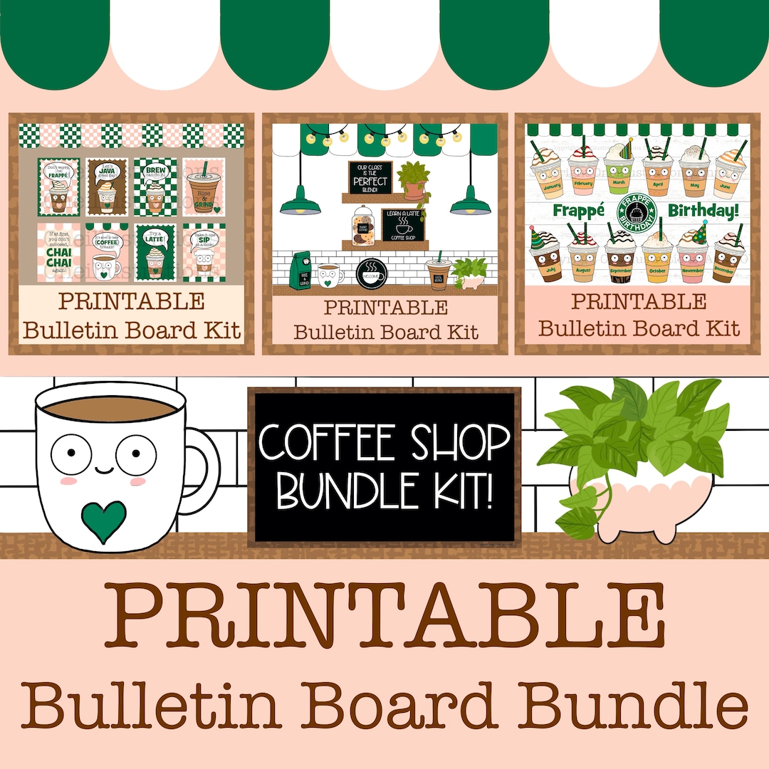Coffee Shop Theme Bulletin Board BUNDLE: Coffee Shop Printable Decor ...
