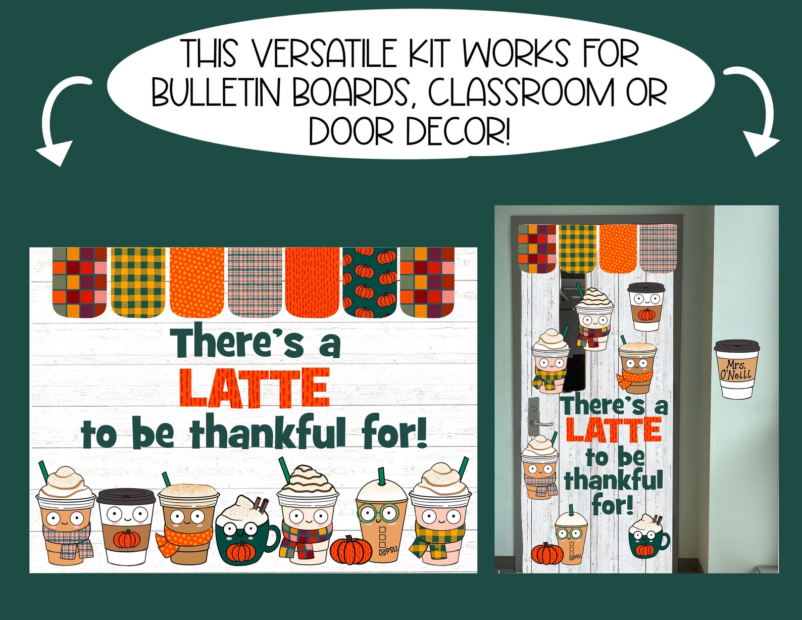 Theres a LATTE to Be Thankful for Bulletin Board/door Decor - Etsy
