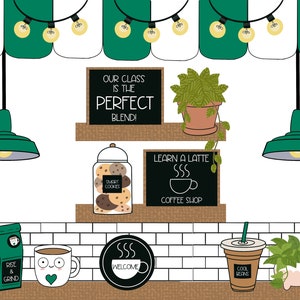 Coffee Shop Bulletin Board and Door Decor Kit, Industrial Farmhouse ...