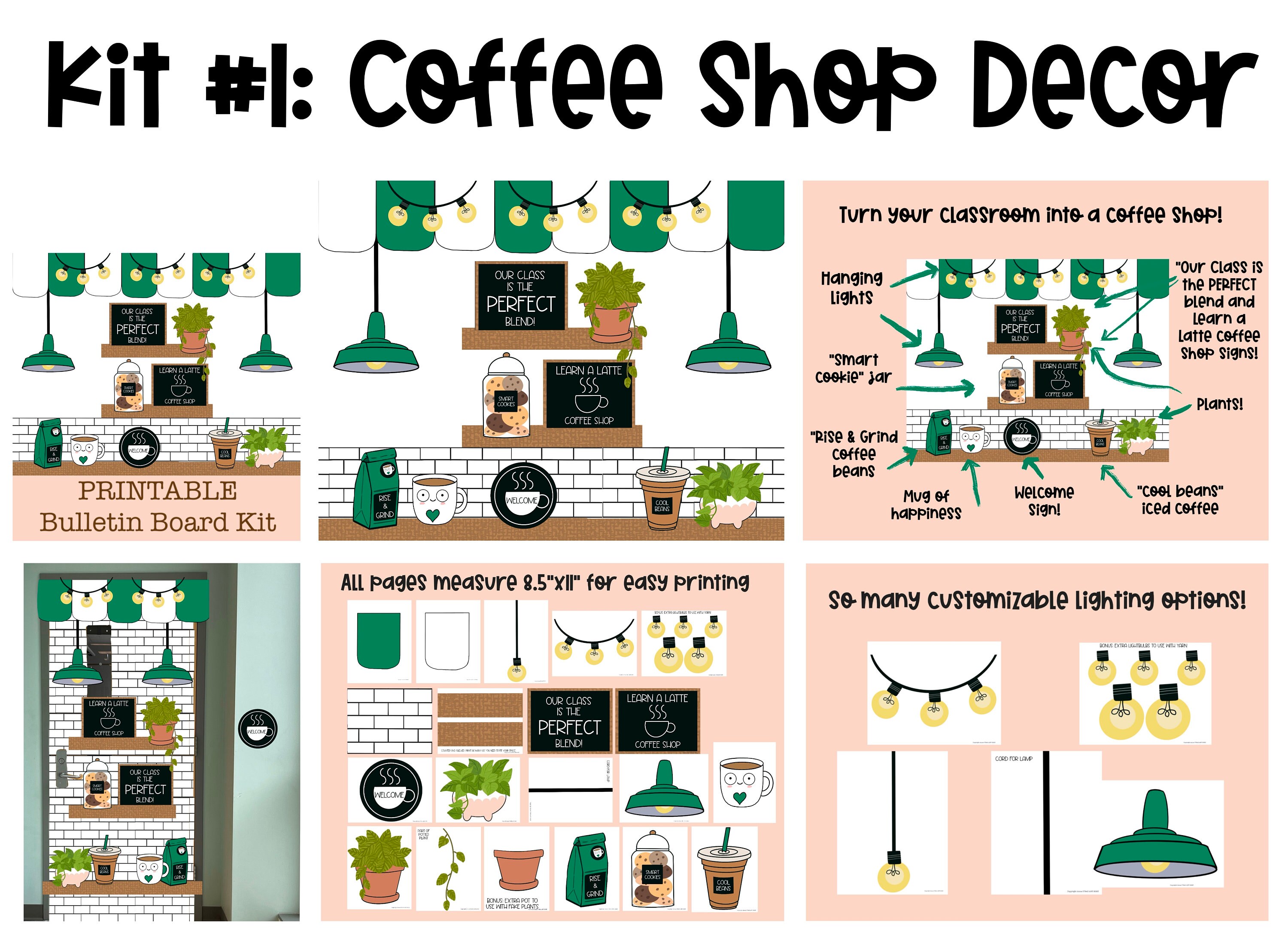 Coffee Shop Theme Bulletin Board BUNDLE: Coffee Shop Printable Decor ...