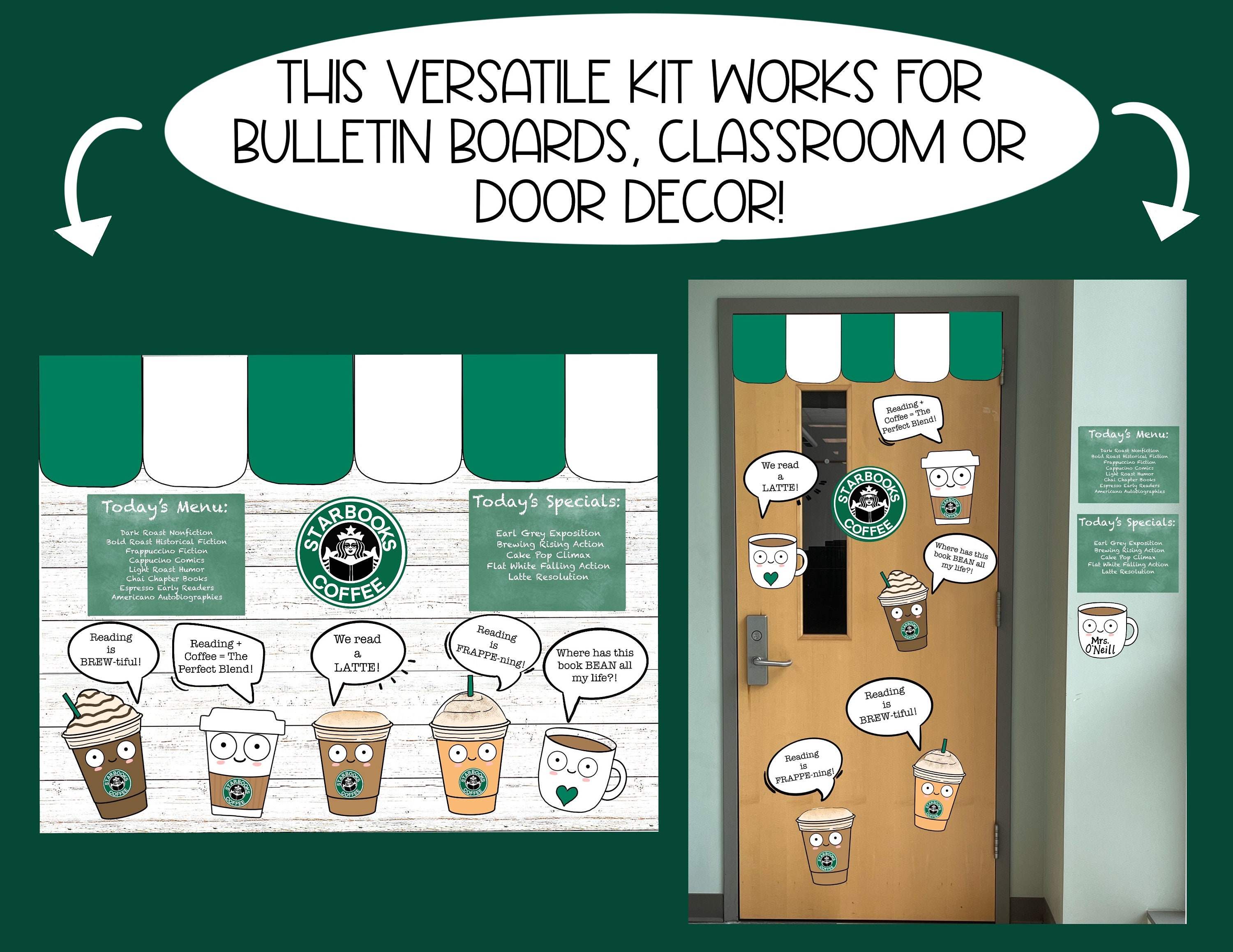 Starbooks Coffee Shop Reading Bulletin Board Classroom/door Decor for ...