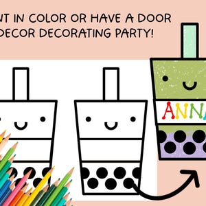 Boba and Matcha Tea PRINTABLE PDF Student Name Plate for RA College ...