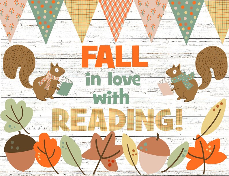 FALL in Love With Reading Bulletin Board Room Decor Door - Etsy