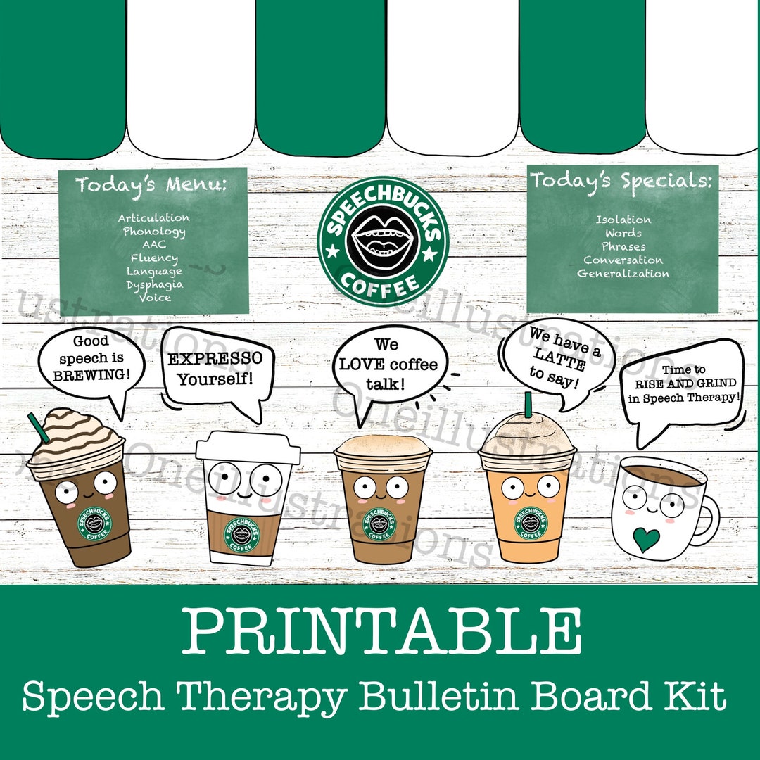 Speech Therapy Coffee Shop Room Decor Back to School Bulletin Board Kit ...