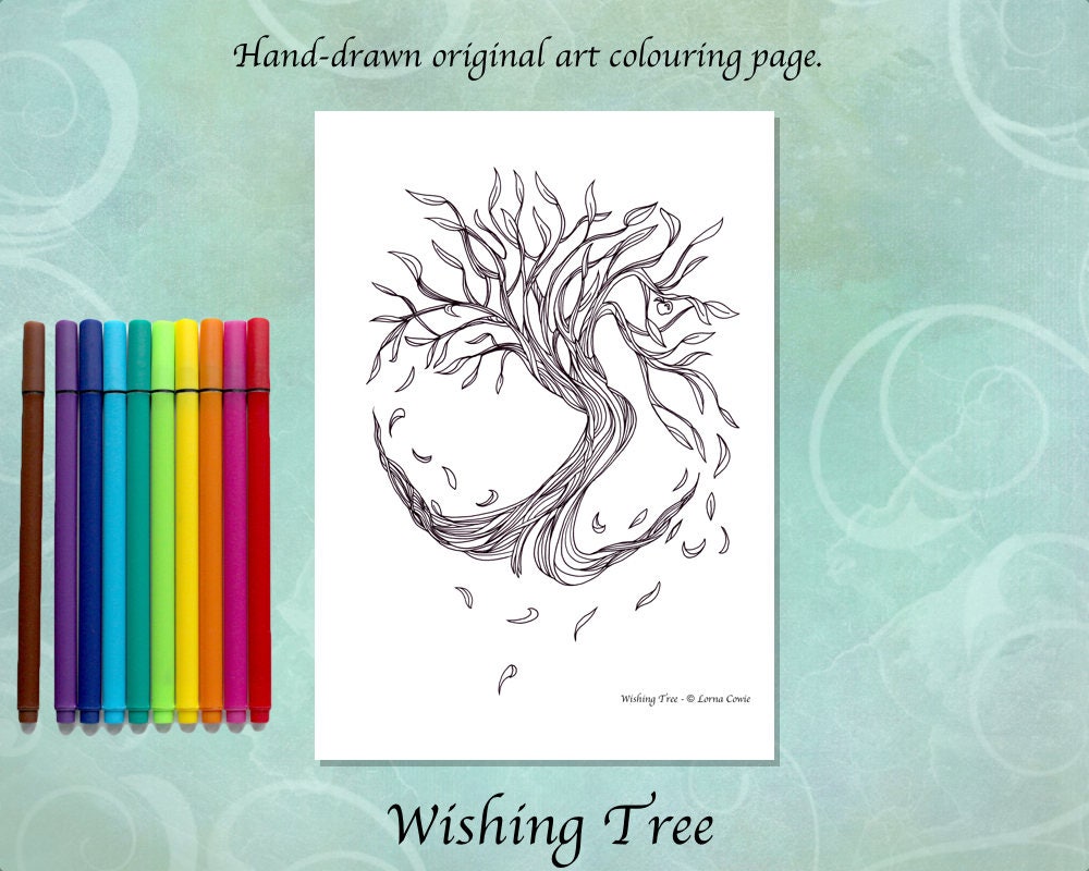 Wishing Tree Printable Colouring Page - Etsy