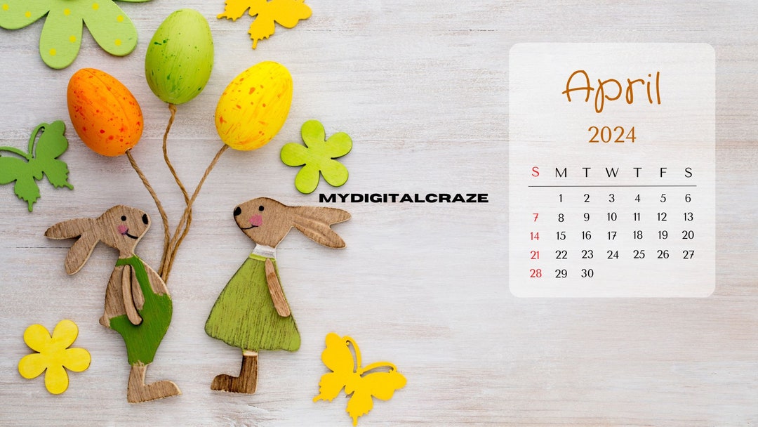 Cute April 2024 Calendar Desktop Wallpaper, Whimsical Wallpaper, Fun ...
