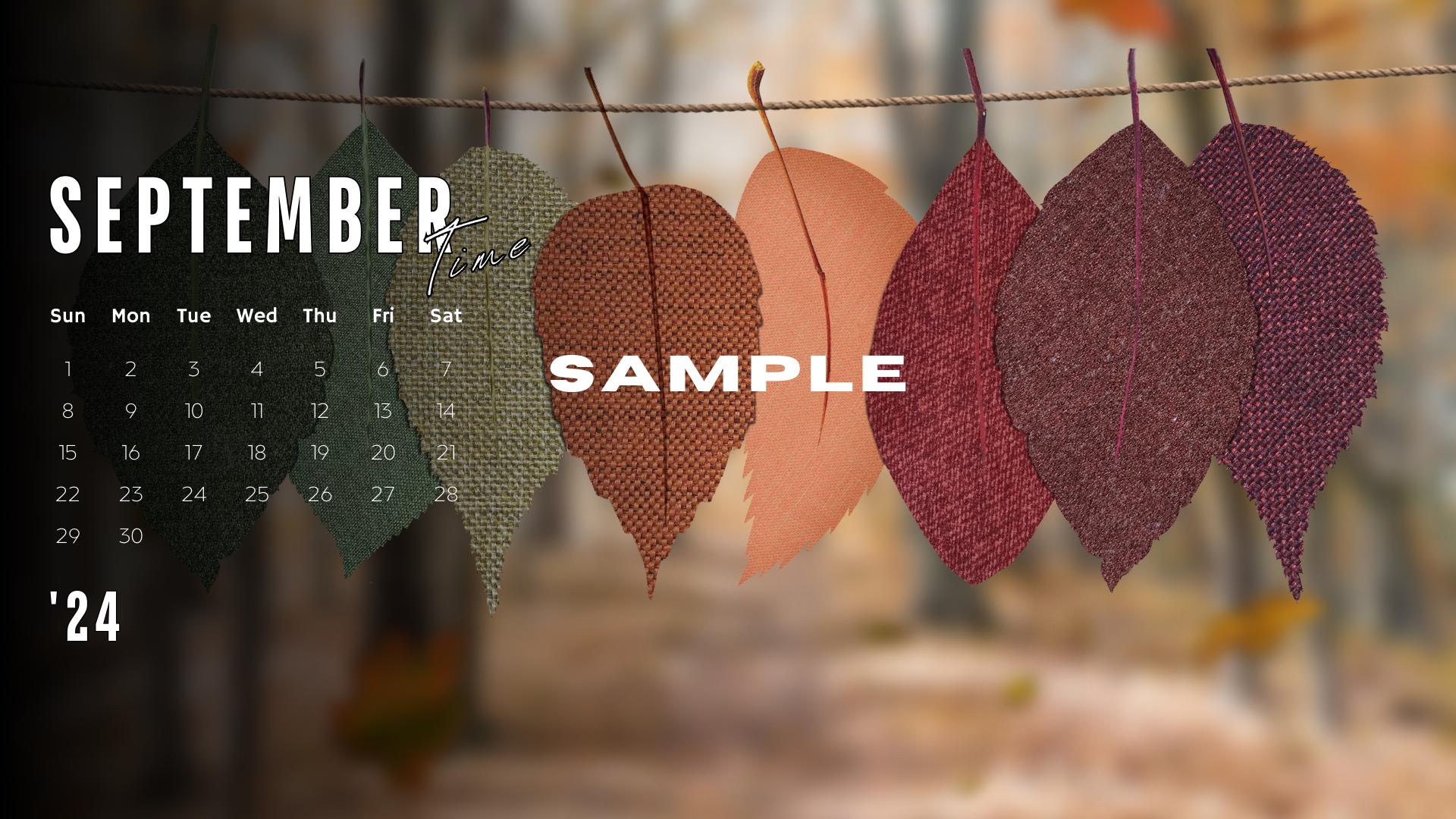 Cozy Fall Leaves Desktop Wallpaper With September 2024 Calendar, Autumn ...