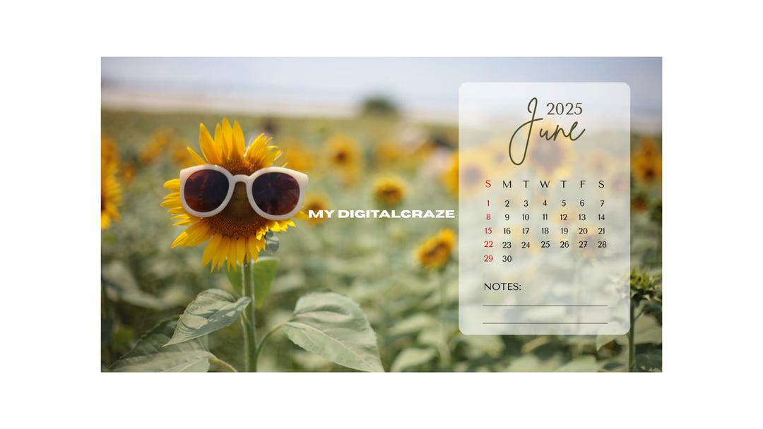 Cutest Sunflower SVG Desktop Wallpaper Organizer | June 2025 Calendar ...
