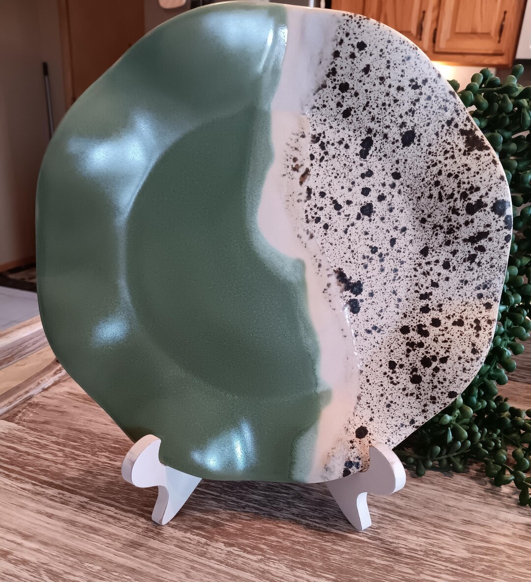 Handmade Green Dinner Plate, Tea Glazed Pottery, USA Made - Etsy