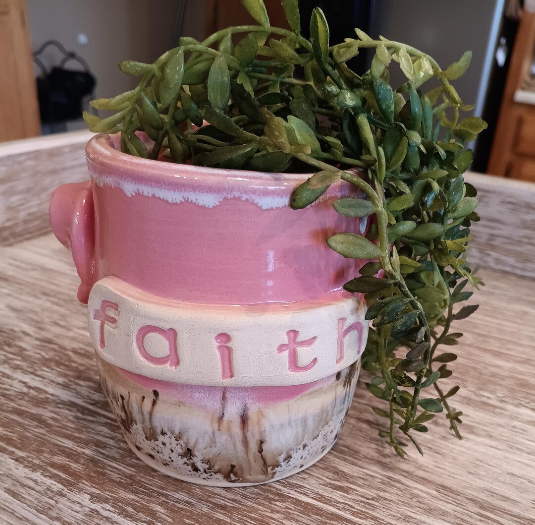 Vase, Bud Vase, Religious Vase, Religious Pottery, Pink Pottery ...