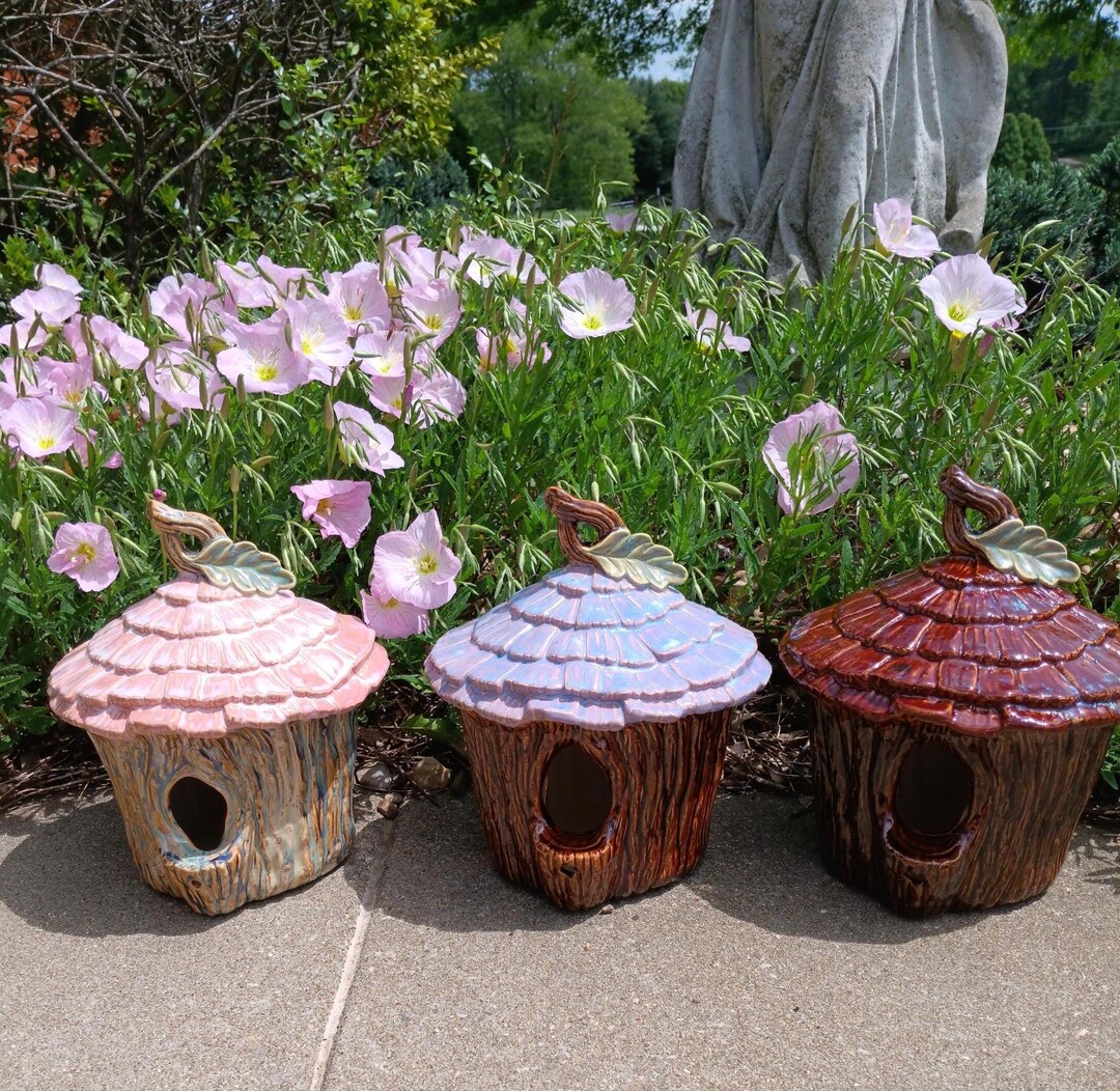 Handcrafted Stoneware Clay Bird House, Garden Decor - Etsy