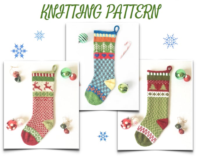 Knit Christmas Stocking Pattern, Fair Isle Stocking Pattern, Knitted ...