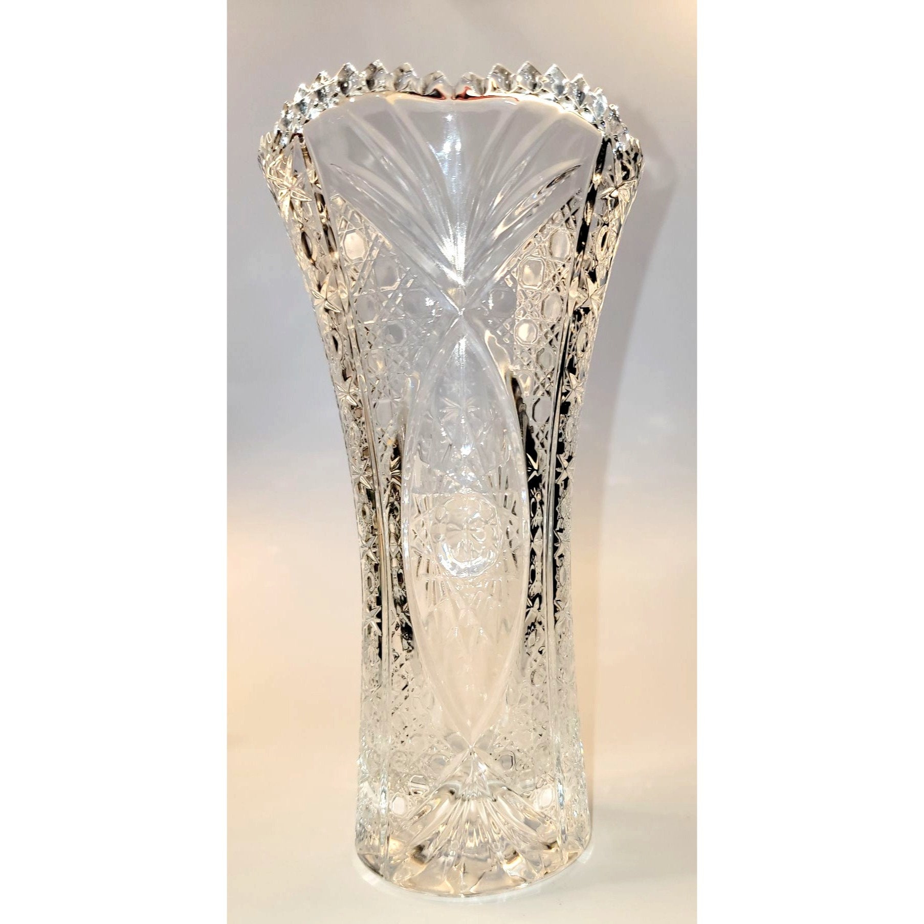 Crystal Vase Heavy With Sawtooth Rim 8.75 Inches - Etsy