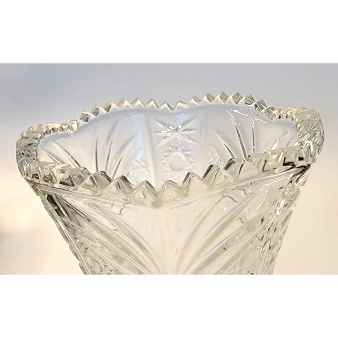 Crystal Vase Heavy With Sawtooth Rim 8.75 Inches - Etsy