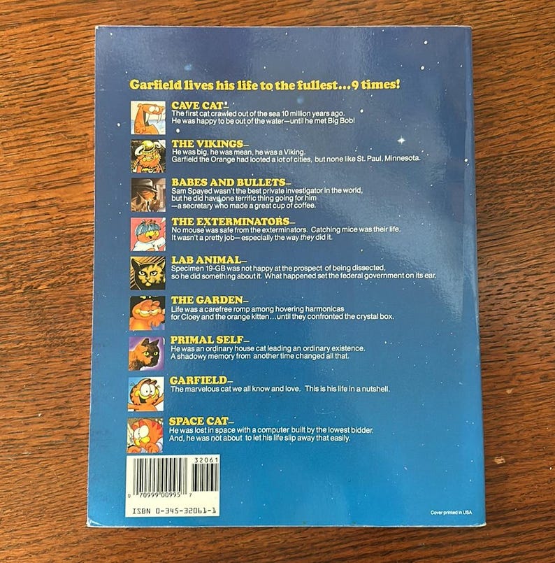 Garfield and His 9 Lives by Jim Davis Softcover 1984 - Etsy