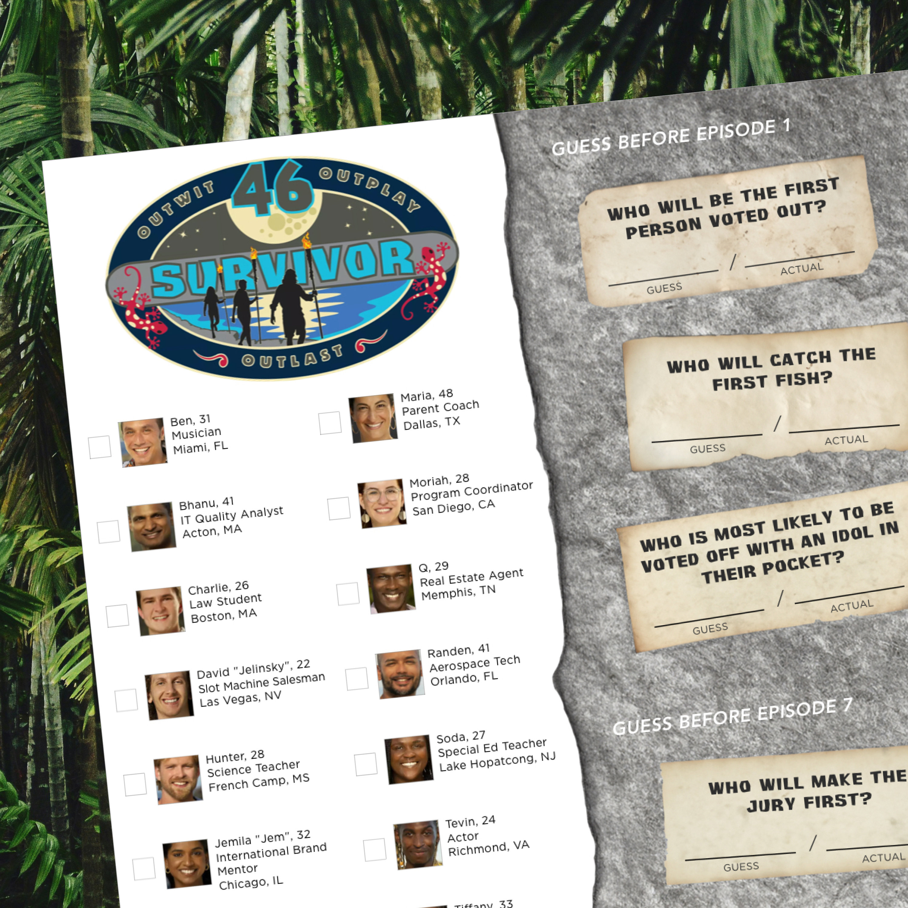 Survivor Season 46 Show Guide Game Bracket - Etsy