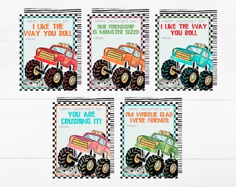 Monster Truck Valentine Cards for Kids Boys Valentines - Etsy
