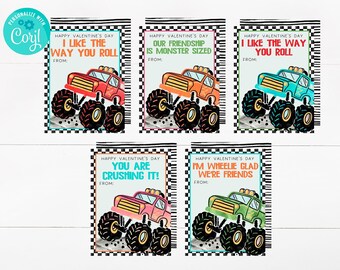 Monster Truck Valentine Cards | Etsy