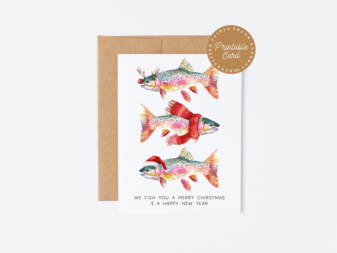 PRINTABLE Christmas Card - We Fish You A Merry Christmas - Etsy