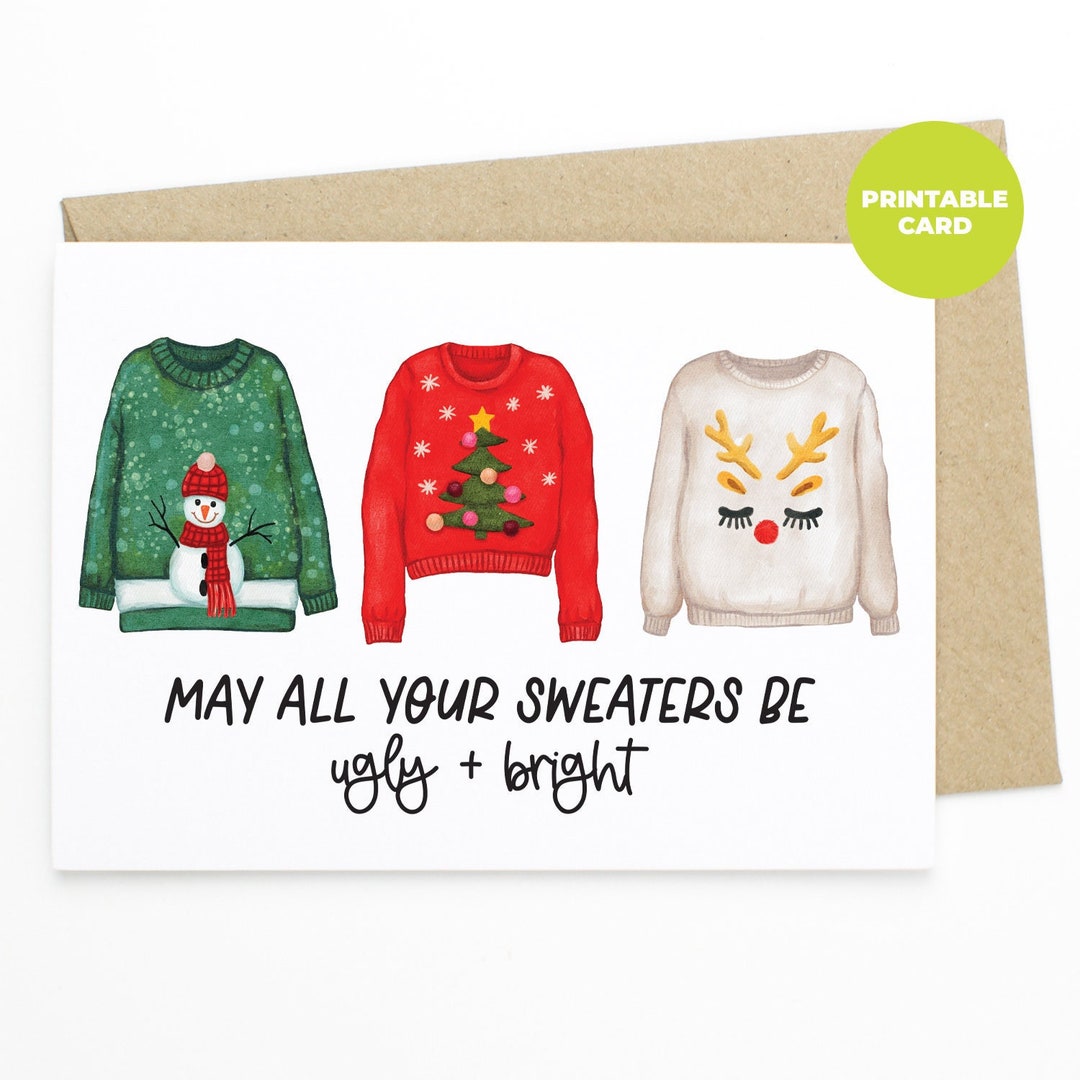 PRINTABLE Christmas Card - Ugly Sweater Christmas Card - May All Your ...
