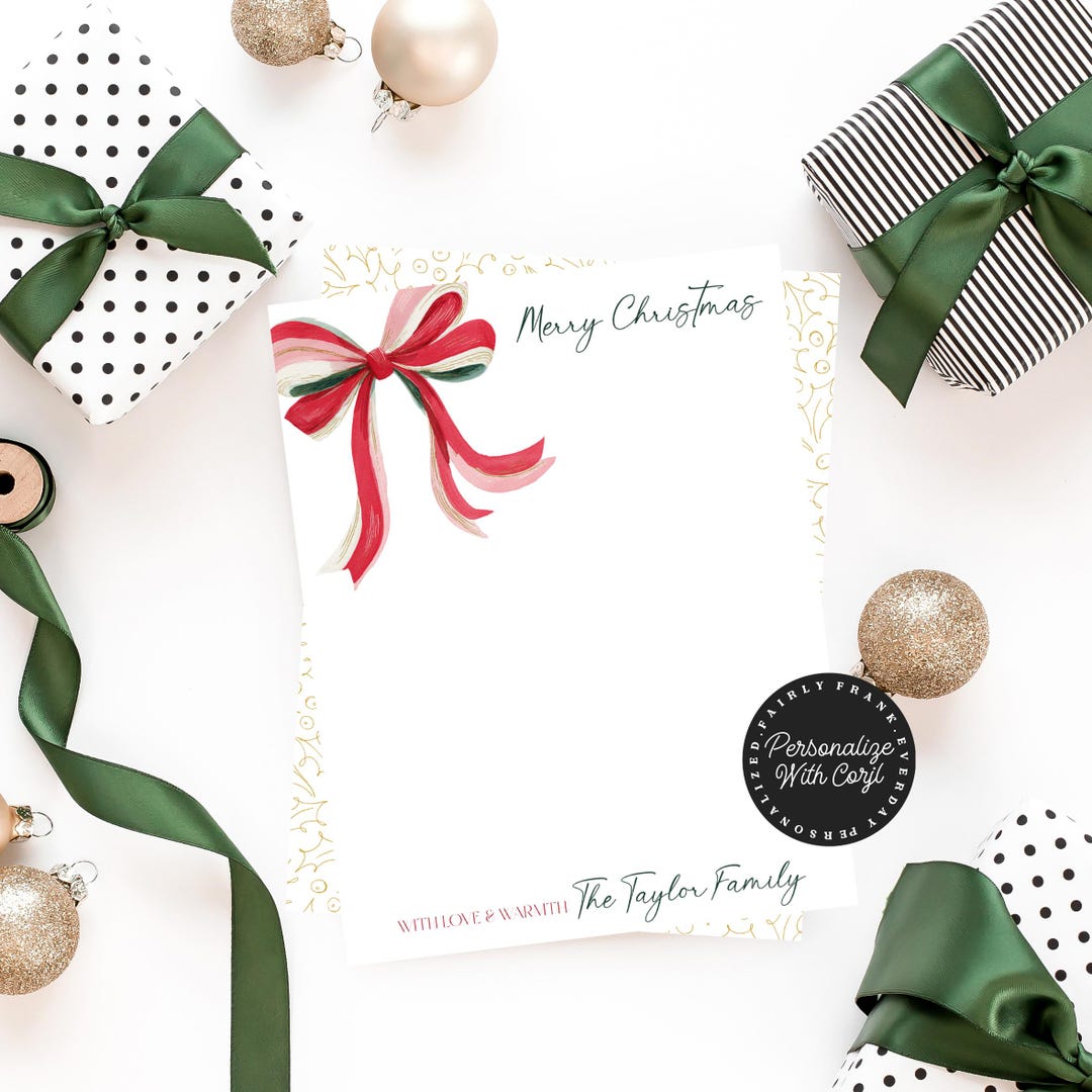 Editable Christmas Letterhead Template | Corjl Holiday Stationery ...