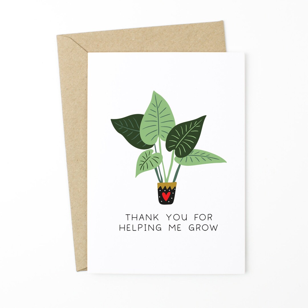 Teacher Appreciation Card - Thank You for Helping Me Grow, Thank You ...