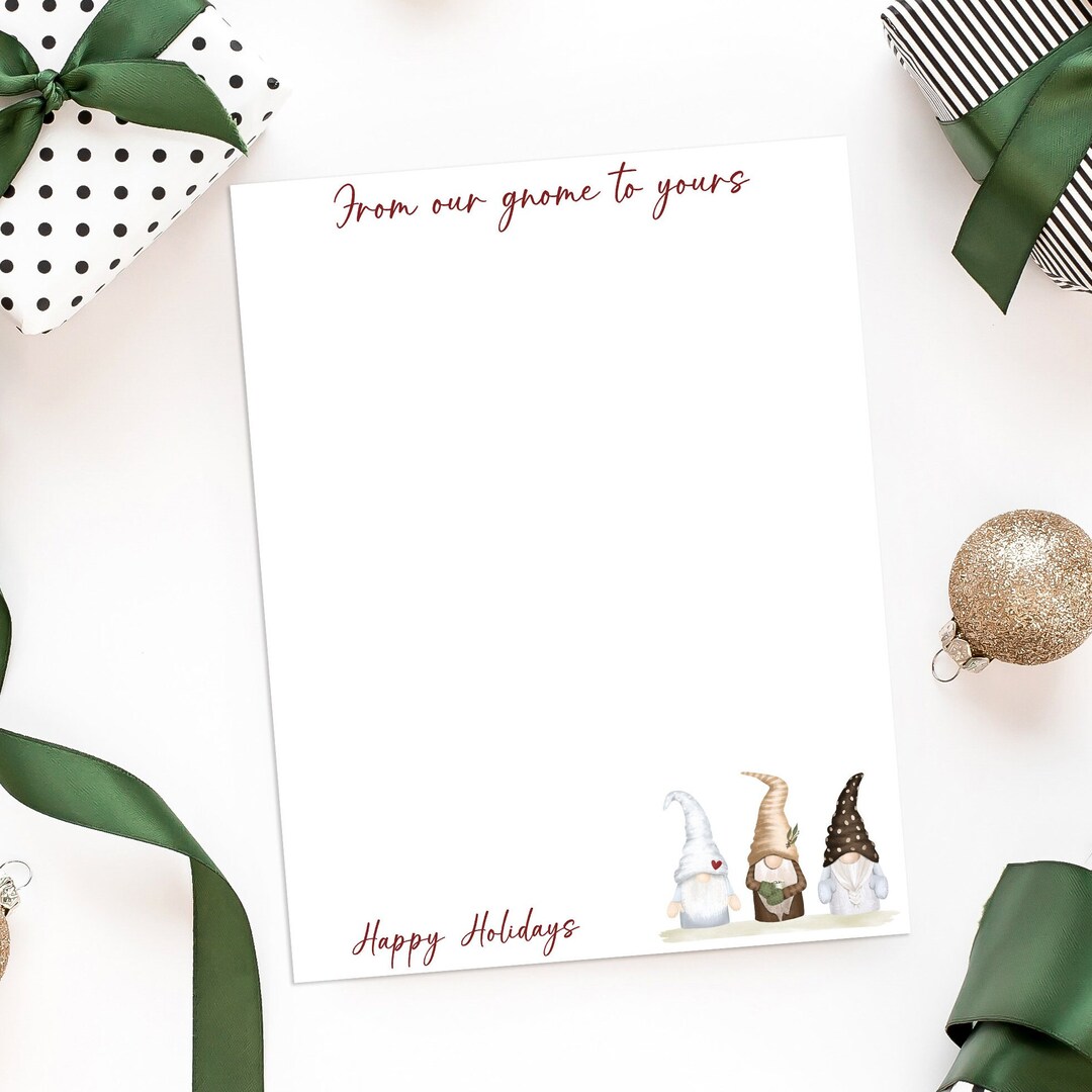 PRINTABLE Gnome Christmas Letterhead - Christmas Stationery, Christmas ...