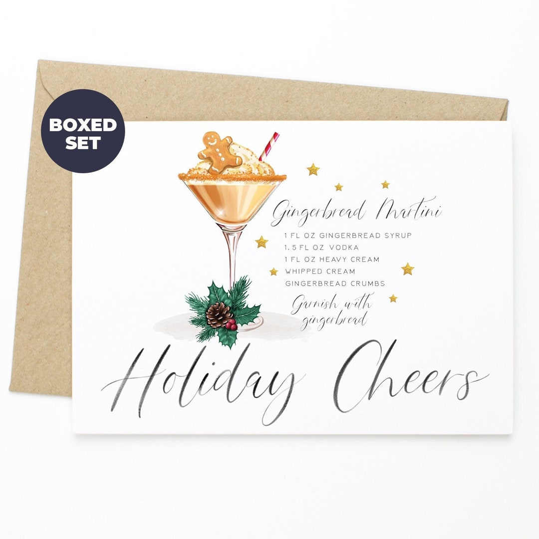 Christmas Cocktails Christmas Card Set Holiday Cheers Set of 10 ...