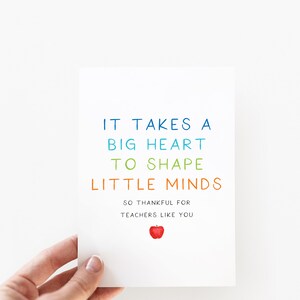 PRINTABLE Teacher Appreciation Thank You Card - It Takes A Big Heart to ...