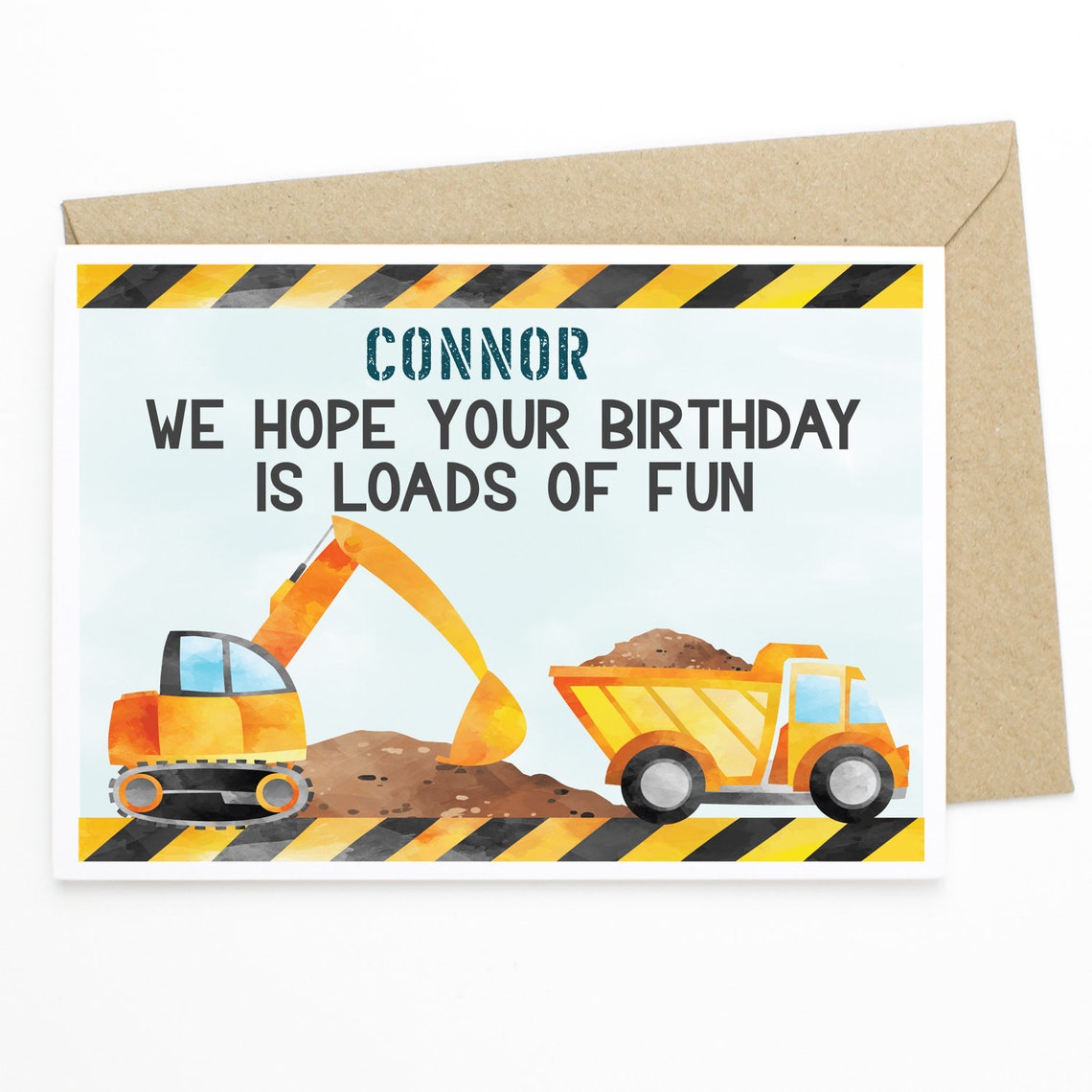 EDITABLE Construction Birthday Card 1st Birthday Card Happy | Etsy