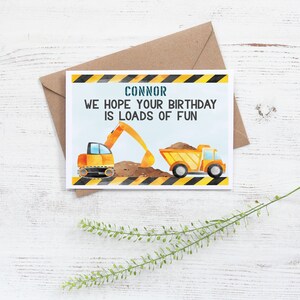 EDITABLE Construction Birthday Card - 1st Birthday Card, Happy Birthday ...