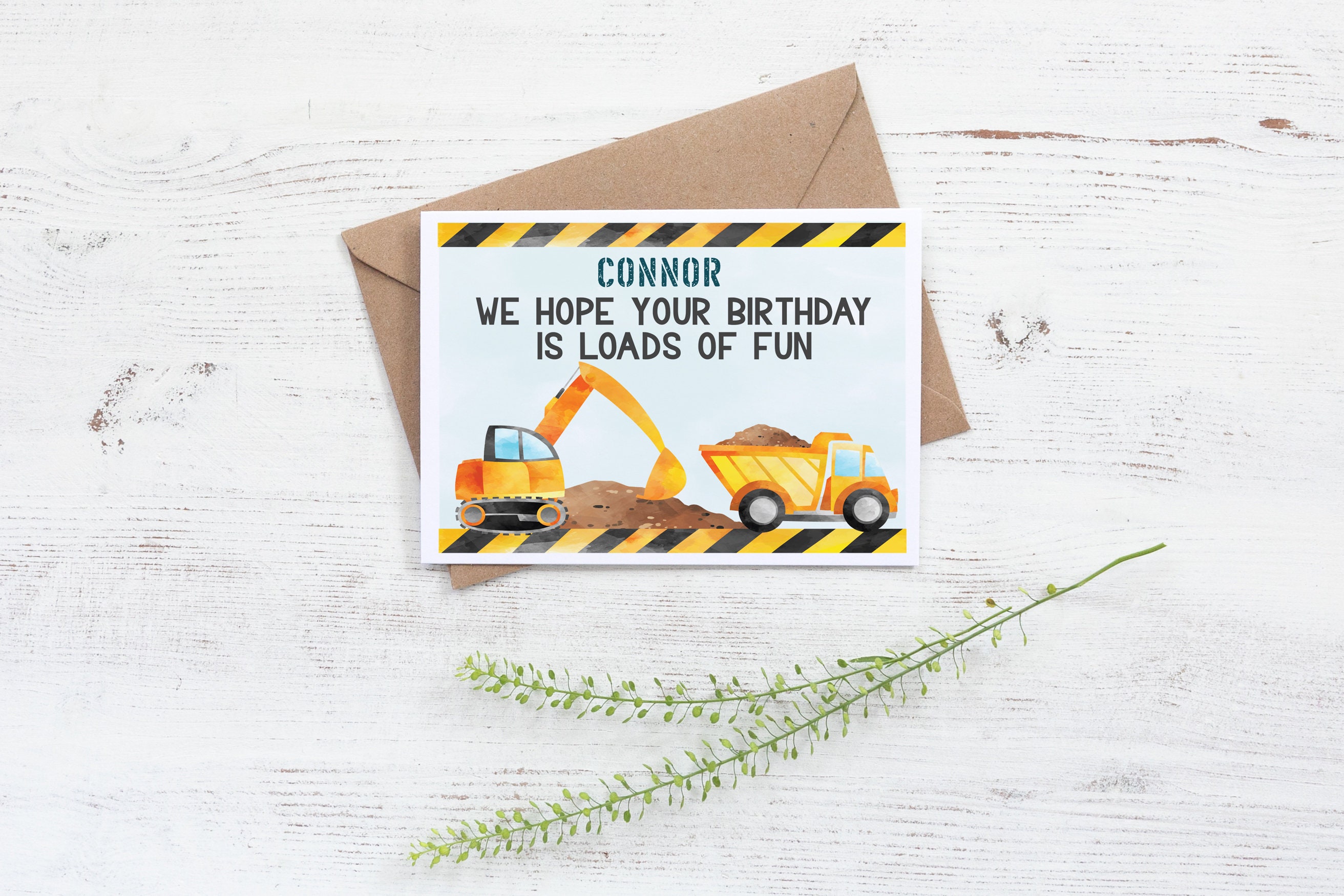 EDITABLE Construction Birthday Card 1st Birthday Card Happy | Etsy
