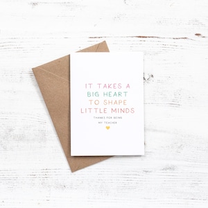 PRINTABLE Thank You Teacher Card It Takes A Big Heart to - Etsy