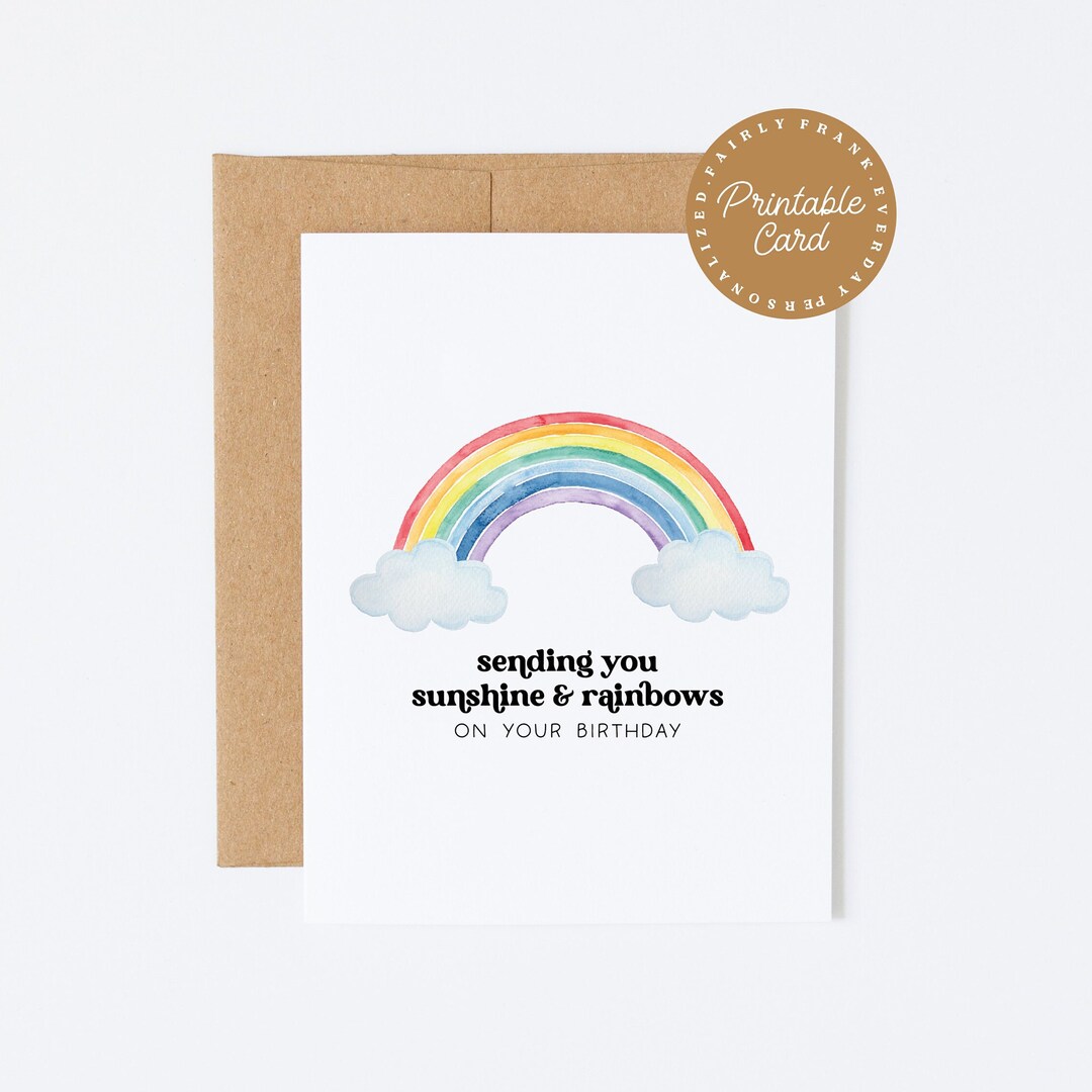 PRINTABLE Sunshine and Rainbows Birthday Card for Kids - Sending You ...