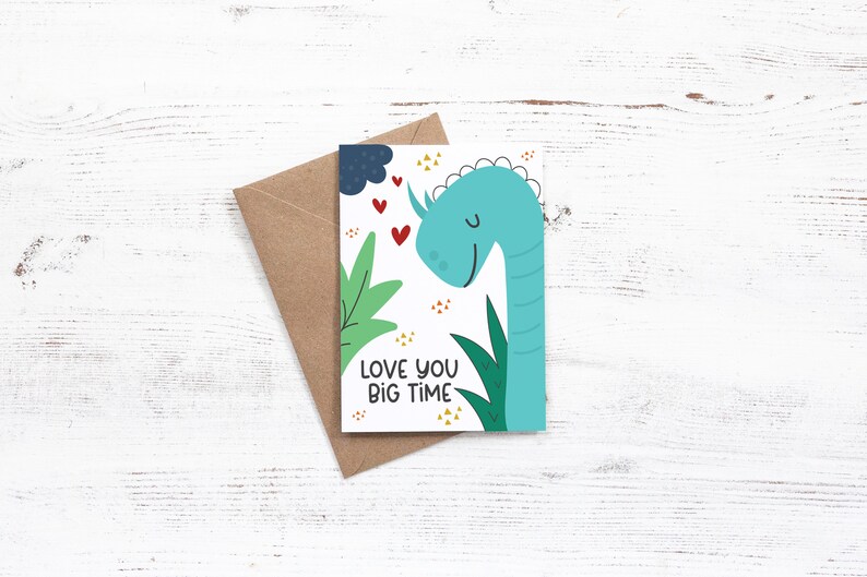 PRINTABLE Dinosaur Valentine's Day Card Valentines Day - Etsy