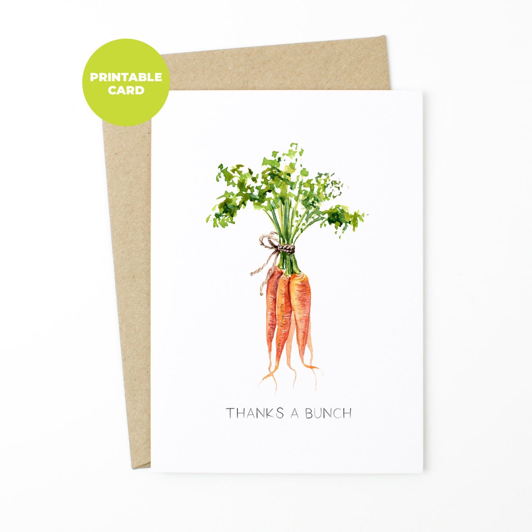 PRINTABLE Thanks A Bunch Punny Vegetable Card Food Pun - Etsy UK