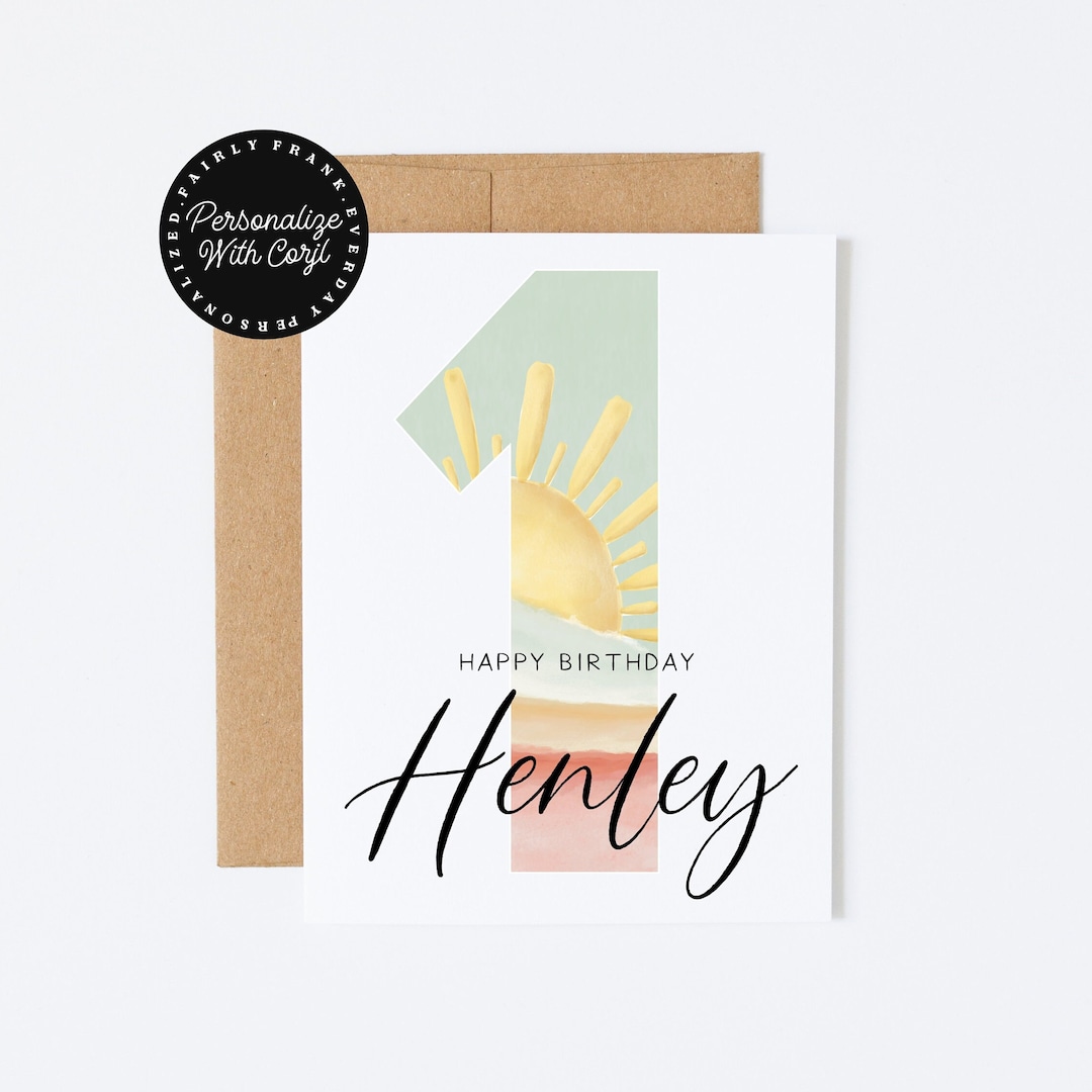 EDITABLE Personalized 1st Birthday Card Personalized First Birthday ...