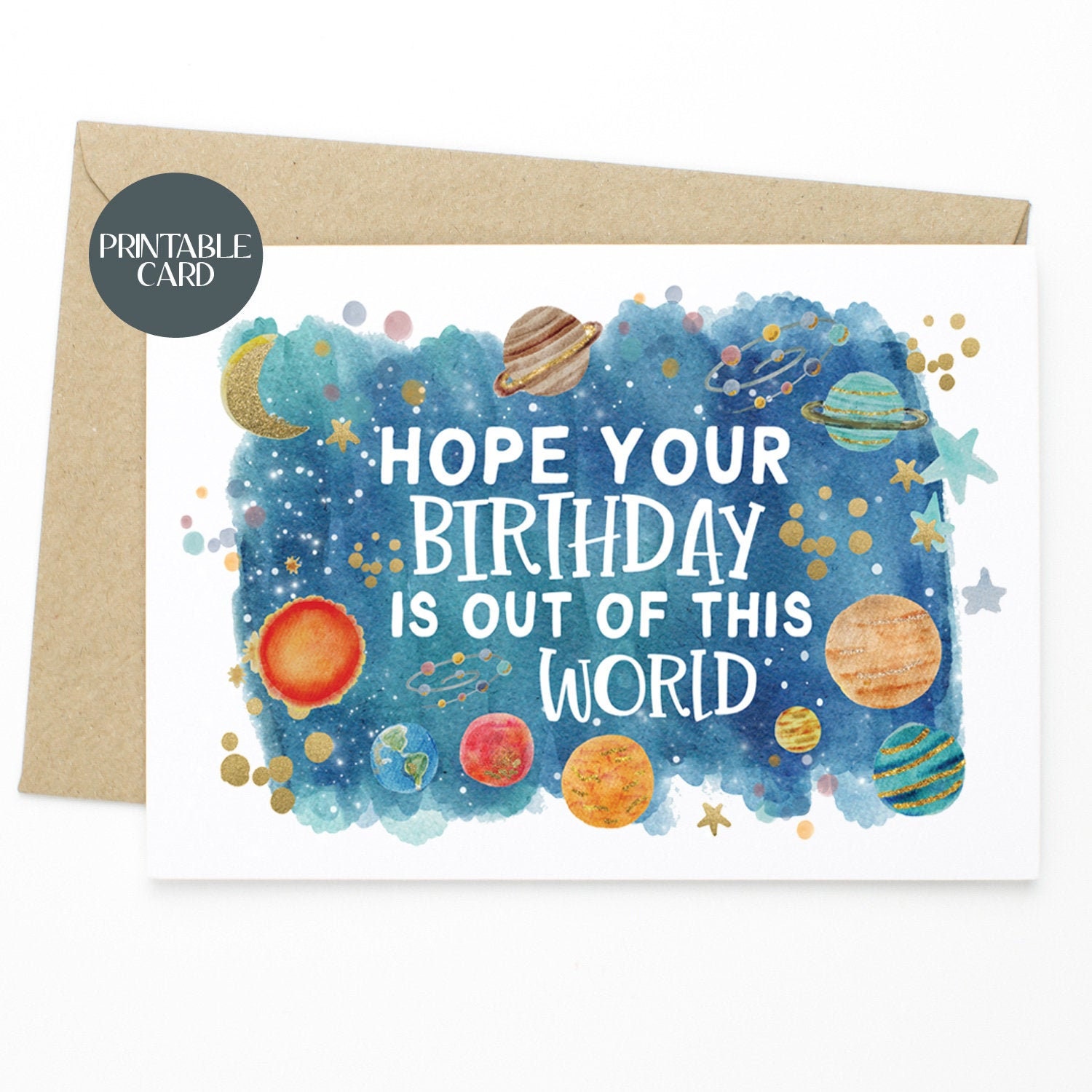PRINTABLE Solar System Birthday Card Hope Your Birthday Is | Etsy